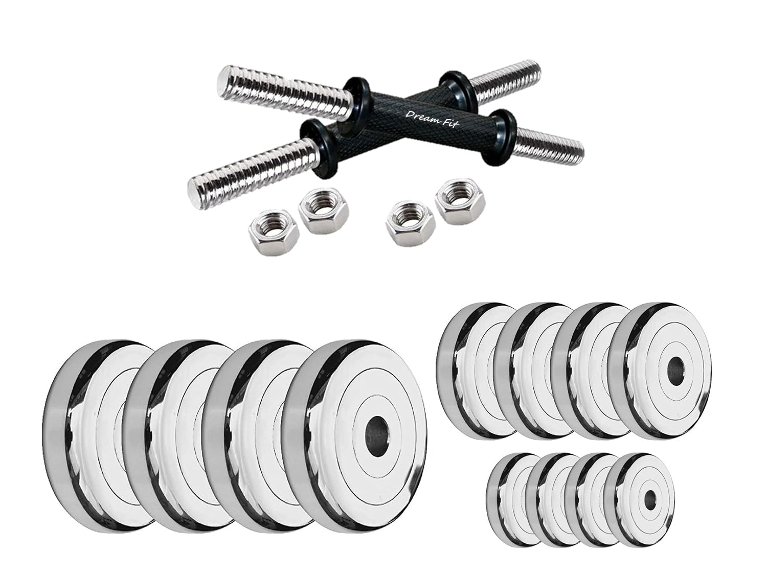 Buy DREAM FIT Steel Adjustable Weight Dumbbells Set 40Kg for home gym ...