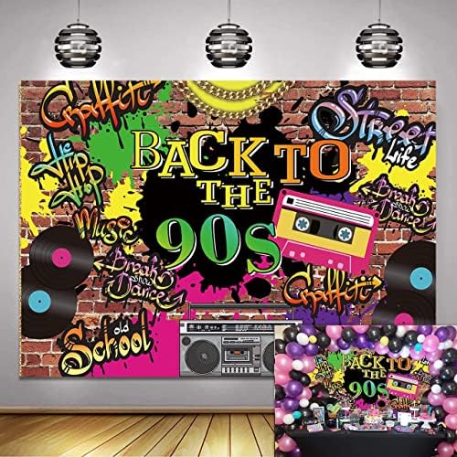 Amazon.com : Back to The 90s Backdrop Hip Hop Graffiti Brick Wall Retro ...