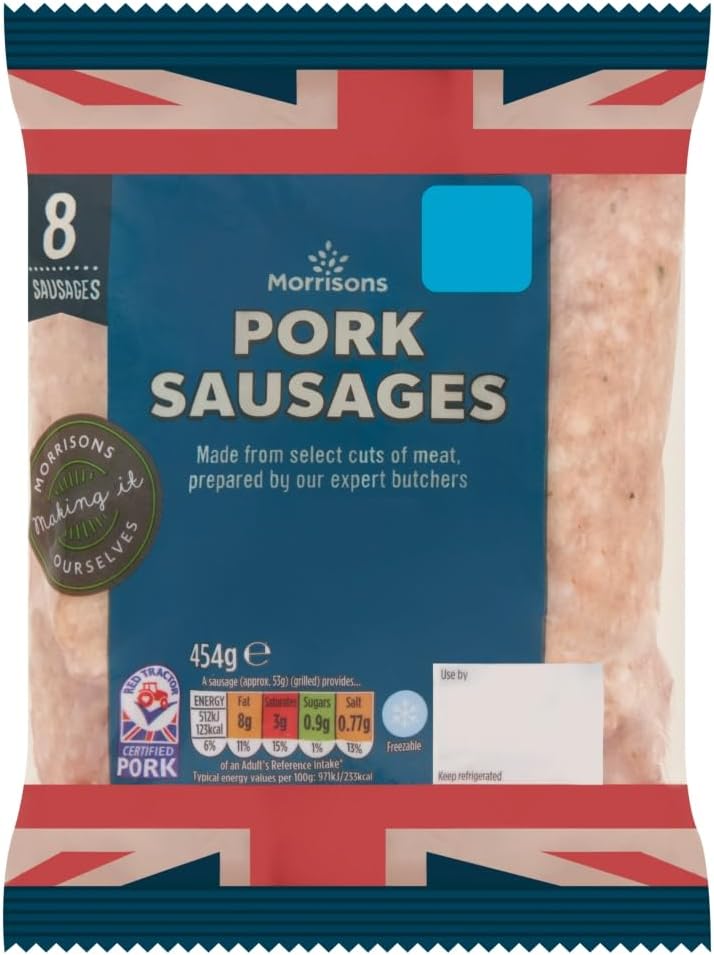 Morrisons Butchers Style 8 Thick Pork Sausages 454g : Amazon.co.uk: Grocery
