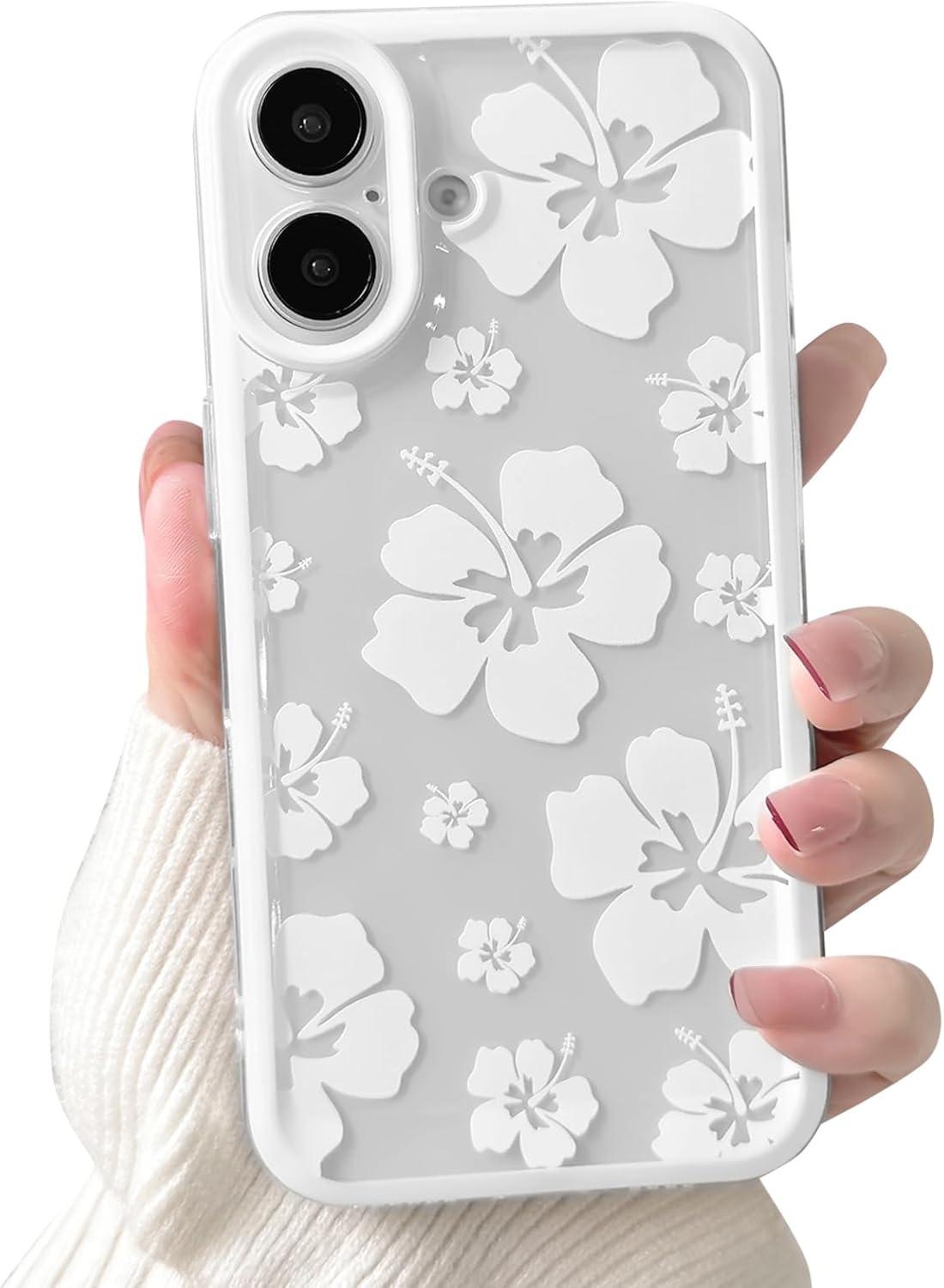 Amazon.com: Lovmooful Compatible for iPhone 16 Case Clear Cute Floral Flower Hibiscus with Color ...