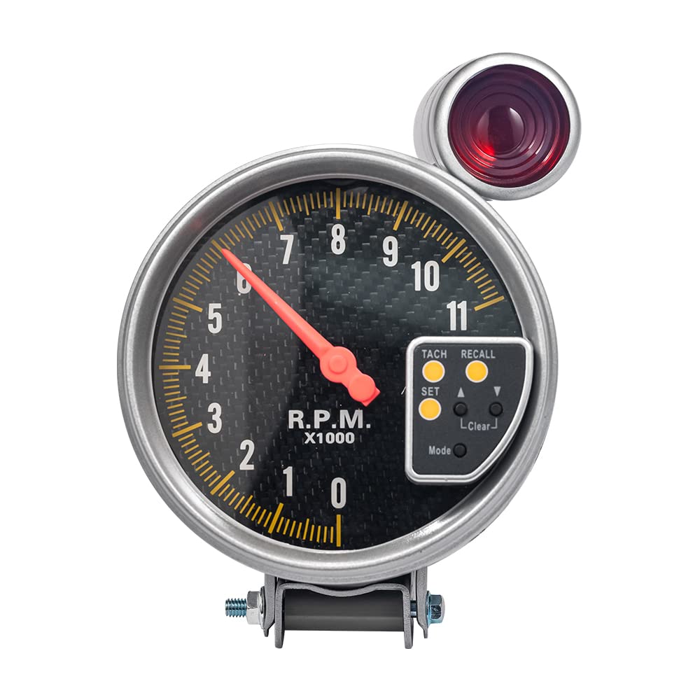 Kqiang 5 Inch Tachometer 0~11,000 RPM Carbon Style Face Tachometer with ...