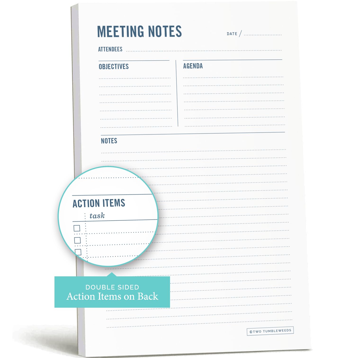 Amazon.com : Two Tumbleweeds Meeting Notes Notepad - 6x9" - Double ...