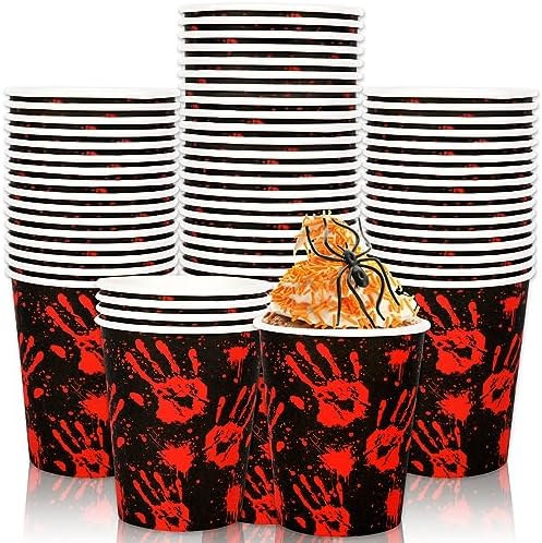 Amazon.com: Whaline 50 Pcs Halloween Disposable Paper Cups 9 oz Bloody ...