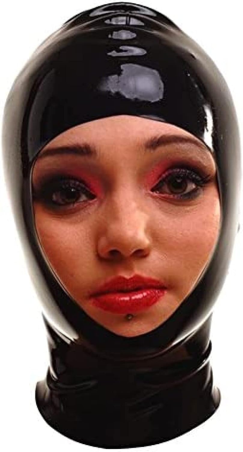 Amazon.com: Latex Rubber Club Hood Mask with Face Opening,Black,Medium ...
