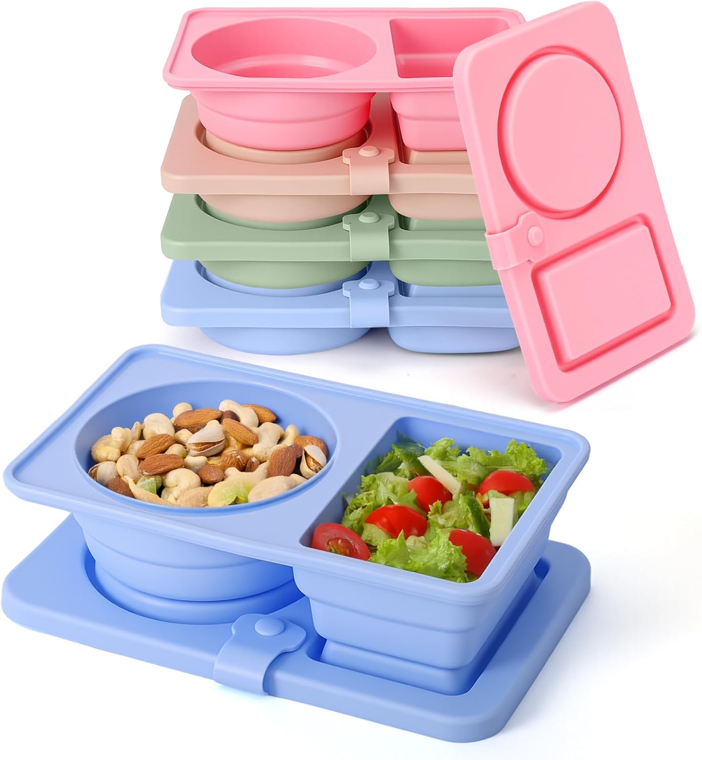 Amazon.com: Juome 4Pack Silicone Reusable Snack Containers with Lids ...
