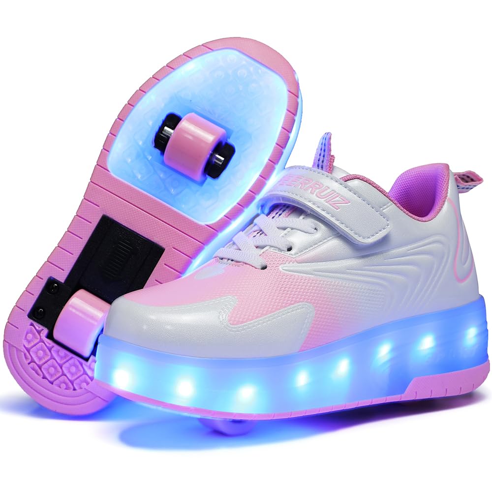 HHSTS Kids Shoes - New Upgraded with Wheels LED Light Color Shoes Shiny ...