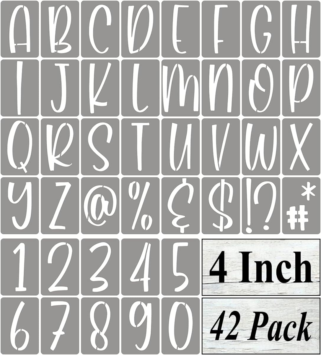 Amazon.com: 4 Inch Alphabet Letter Stencils for Painting - 42 Pack ...