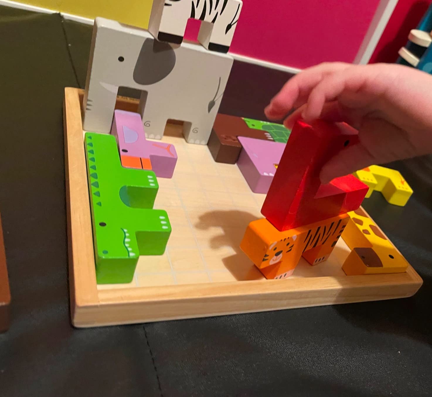 Bigjigs Toys Animal Lock-a-Block Puzzle - 11 Piece Building Block ...