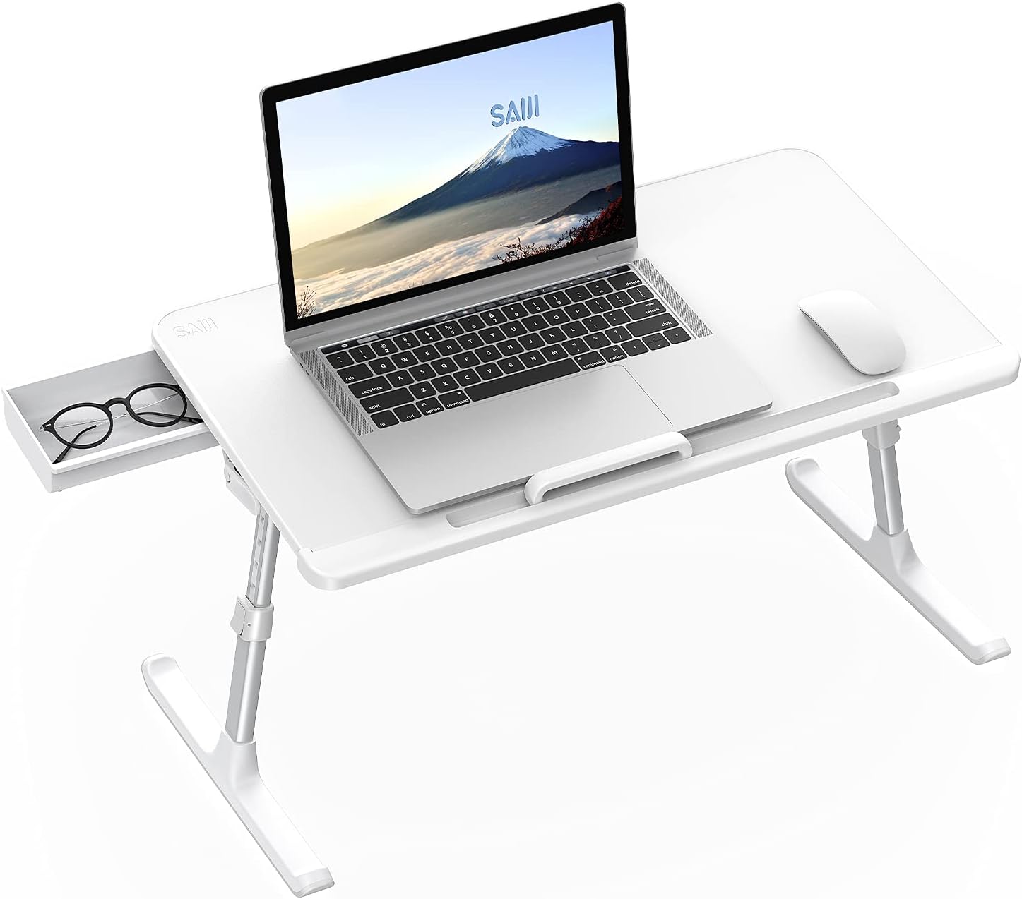 Amazon | ラップデスク SAIJI ノートパソコンスタンド 折りたたみテーブル ローテーブル 膝上テーブル 高さ・角度調整 引き出し付き 耐荷重40kg PVC表層 軽量 省スペース ...