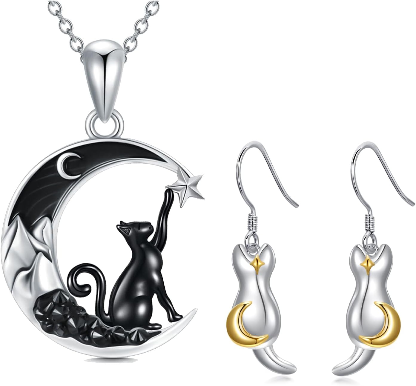 Amazon.com: Flpruy Cat Necklace and Earrings Sets 925 Sterling Silver ...