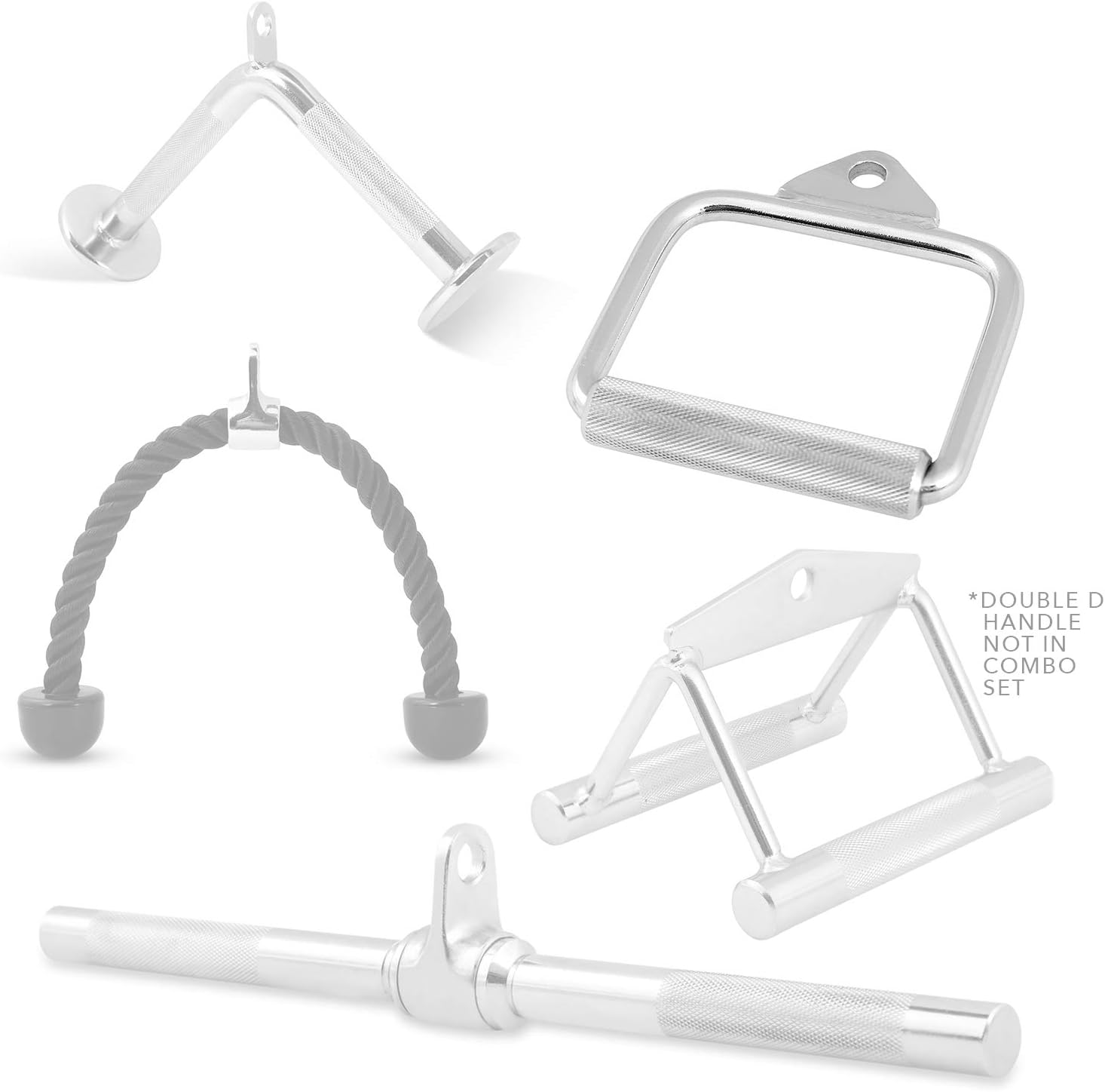 Day 1 Fitness Single D-Handle, Stainless Steel with Rotating Knurled ...