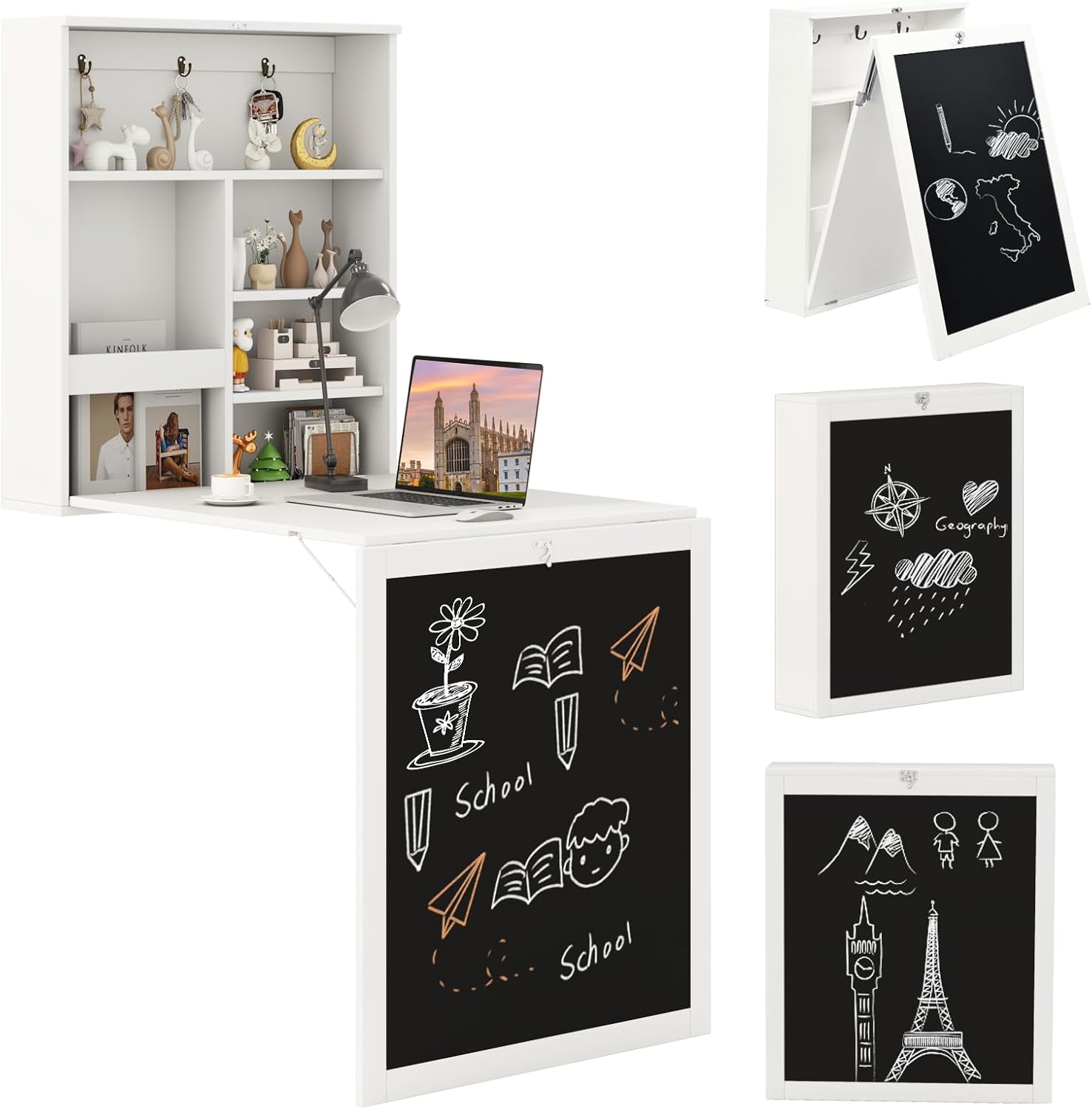 Amazon.com: Tangkula Foldable Wall-Mounted Desk, Floating Desk with ...