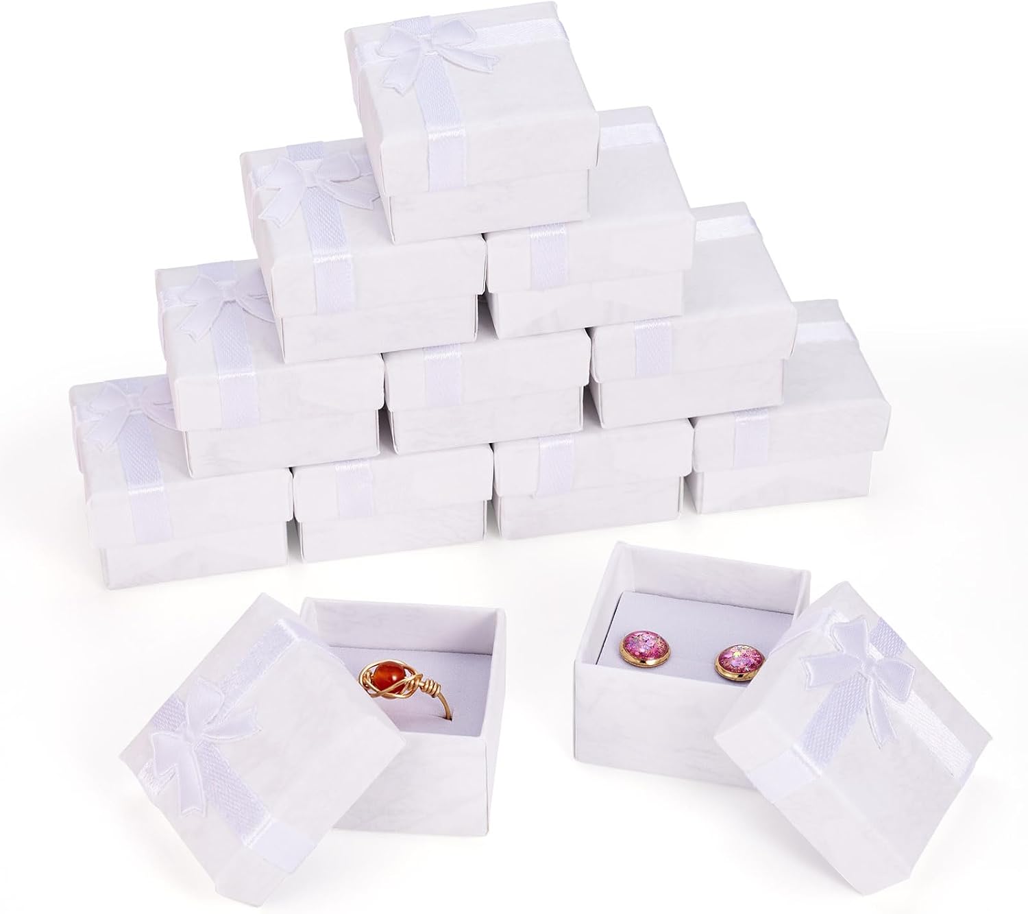 Amazon.com: Craftdady 12Pcs Square Jewelry Boxes White Hard Cardboard ...