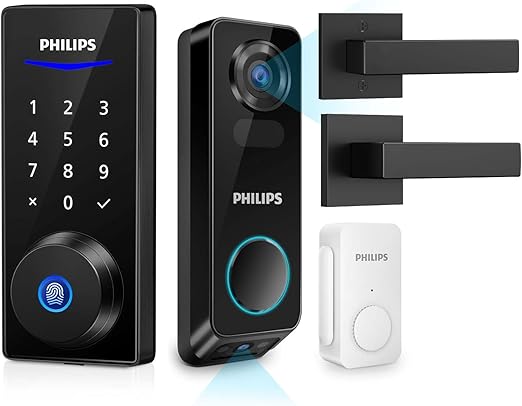 Philips Video Smart Lock with Handles, Wireless Dual Camera Video ...