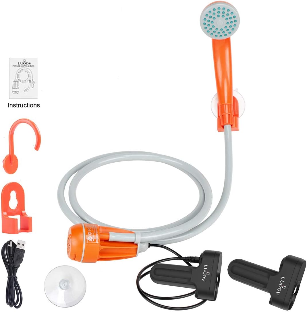 Portable Camp Shower, Outdoor Shower Pump with Dual Detachable USB ...