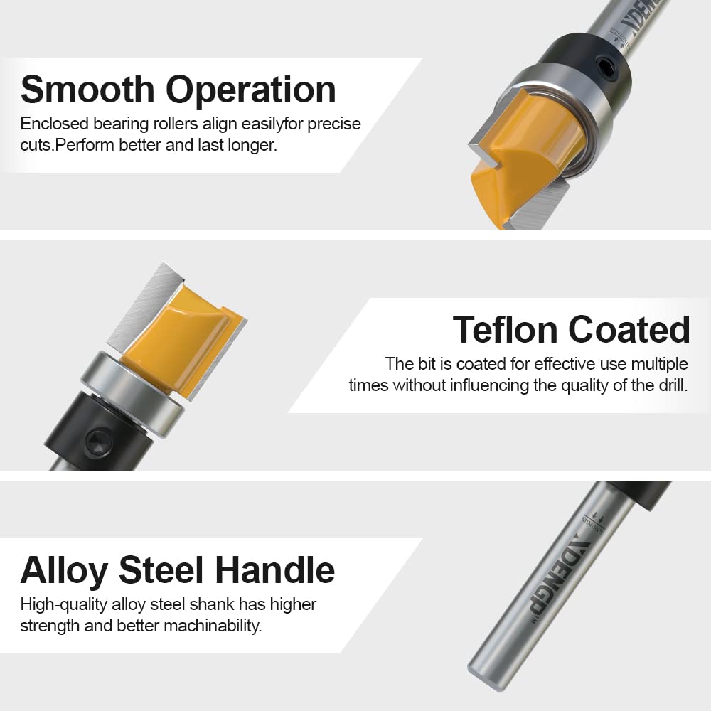 Snapklik.com : Pattern Flush Trim Router Bit 1/4 Inch Shank, 1/2 Inch ...