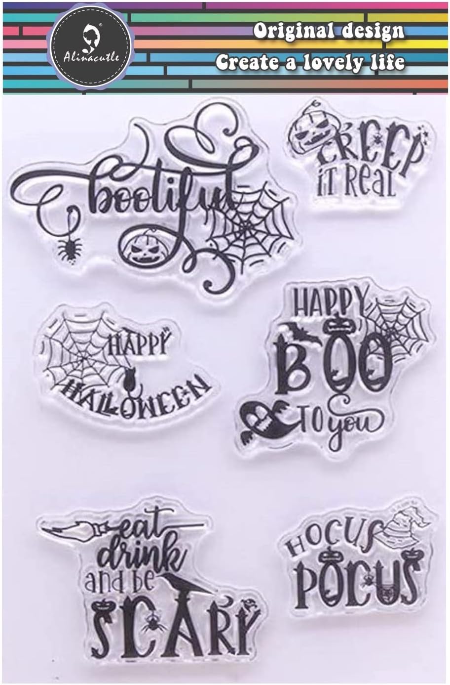 Amazon.com: NZJ Happy Boo to You Halloween Clear Stamp Background ...