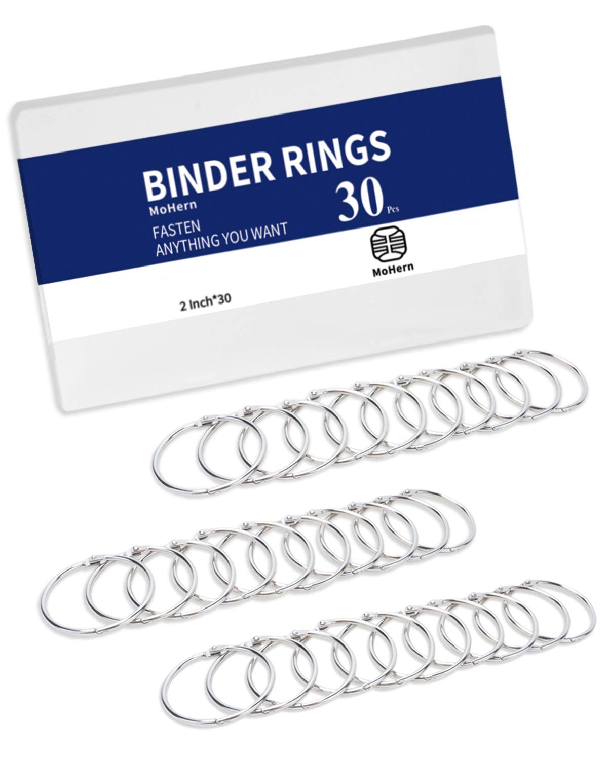 Binder Rings 2 Inch, 30 Pcs Book Rings, O Rings for Flashcards Loose ...