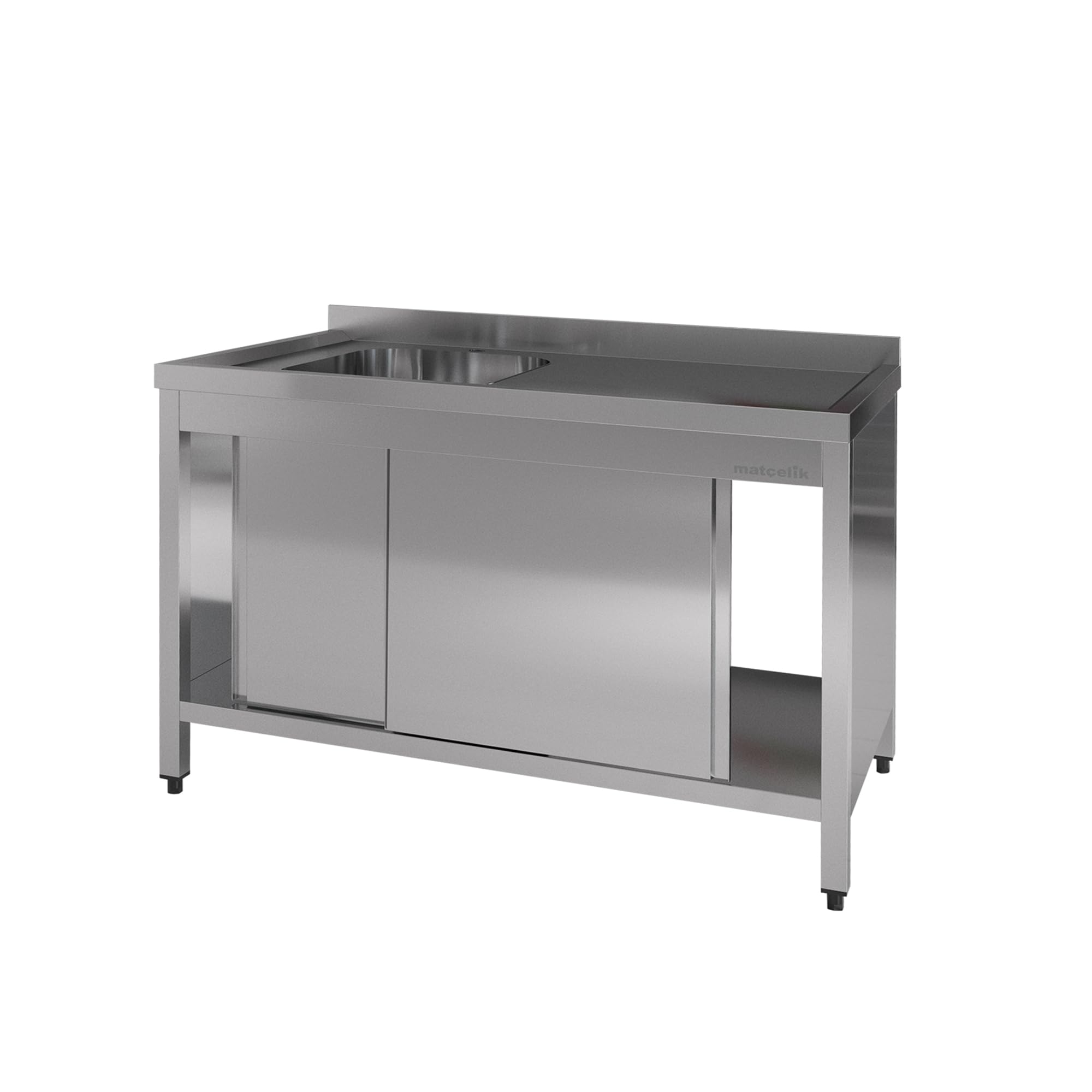 Stainless Steel Prep Table With Sink And Sliding Doors Commercial ...