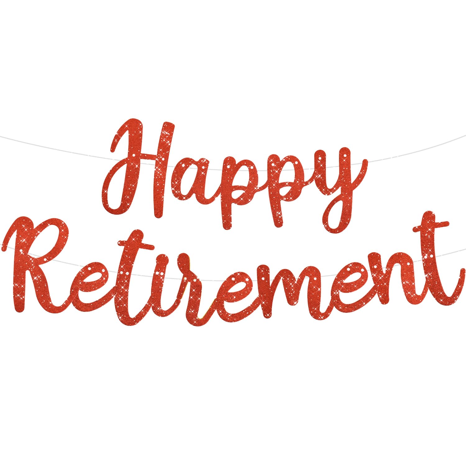 Amazon.com: BEISHIDA Red Glitter Happy Retirement Banner -NO DIY, Pre ...