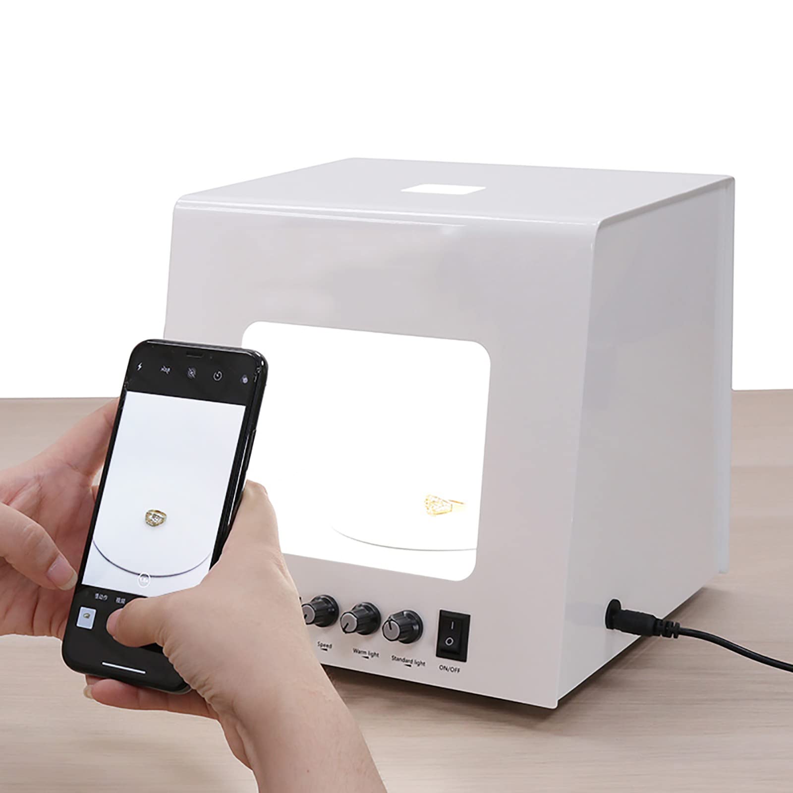 Electric Turntable Gold and Silver Jewelry Photo Light Box,Photo Studio ...