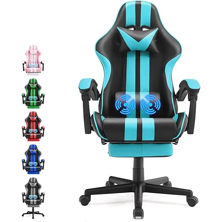 Amazon.com: Ferghana Miami Blue Gaming Chair, Gamer Chair, PC Gaming ...