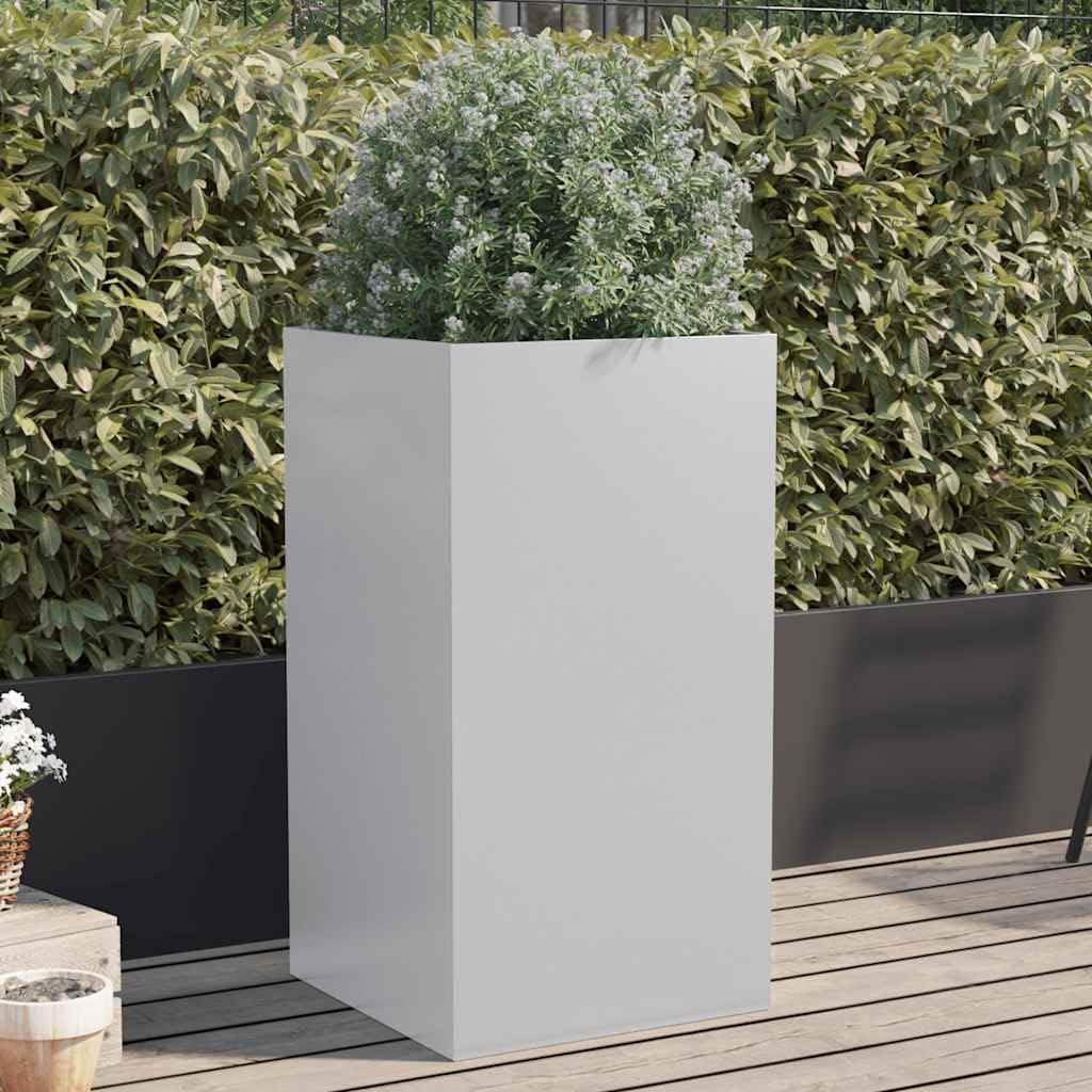 Silver Galvanised Steel Planter 42x38x75 cm Durable Outdoor Planters ...
