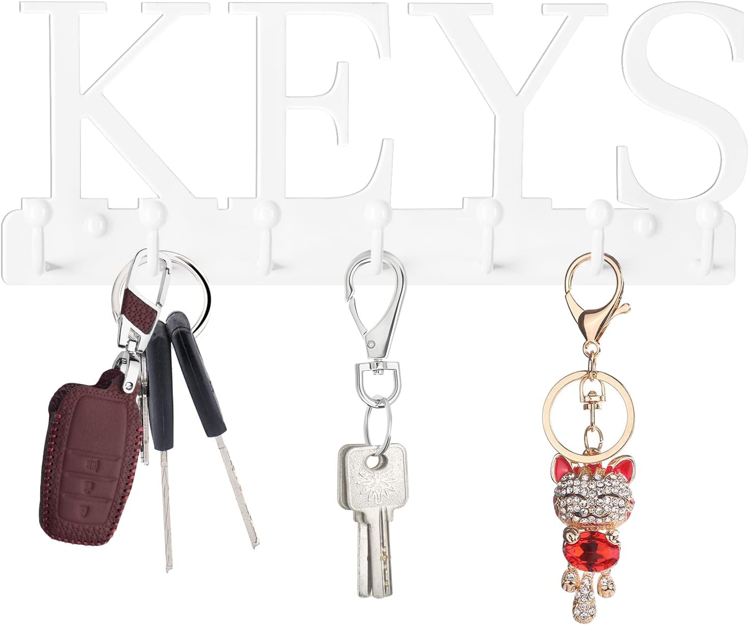 Amazon.com: Deveosa Key Hooks Holder for Wall Decorative - Small White ...