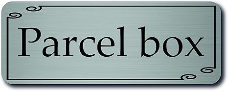 Parcel Box sign for House Office 20cmx 7.5cm (Brushed Silver) : Amazon ...