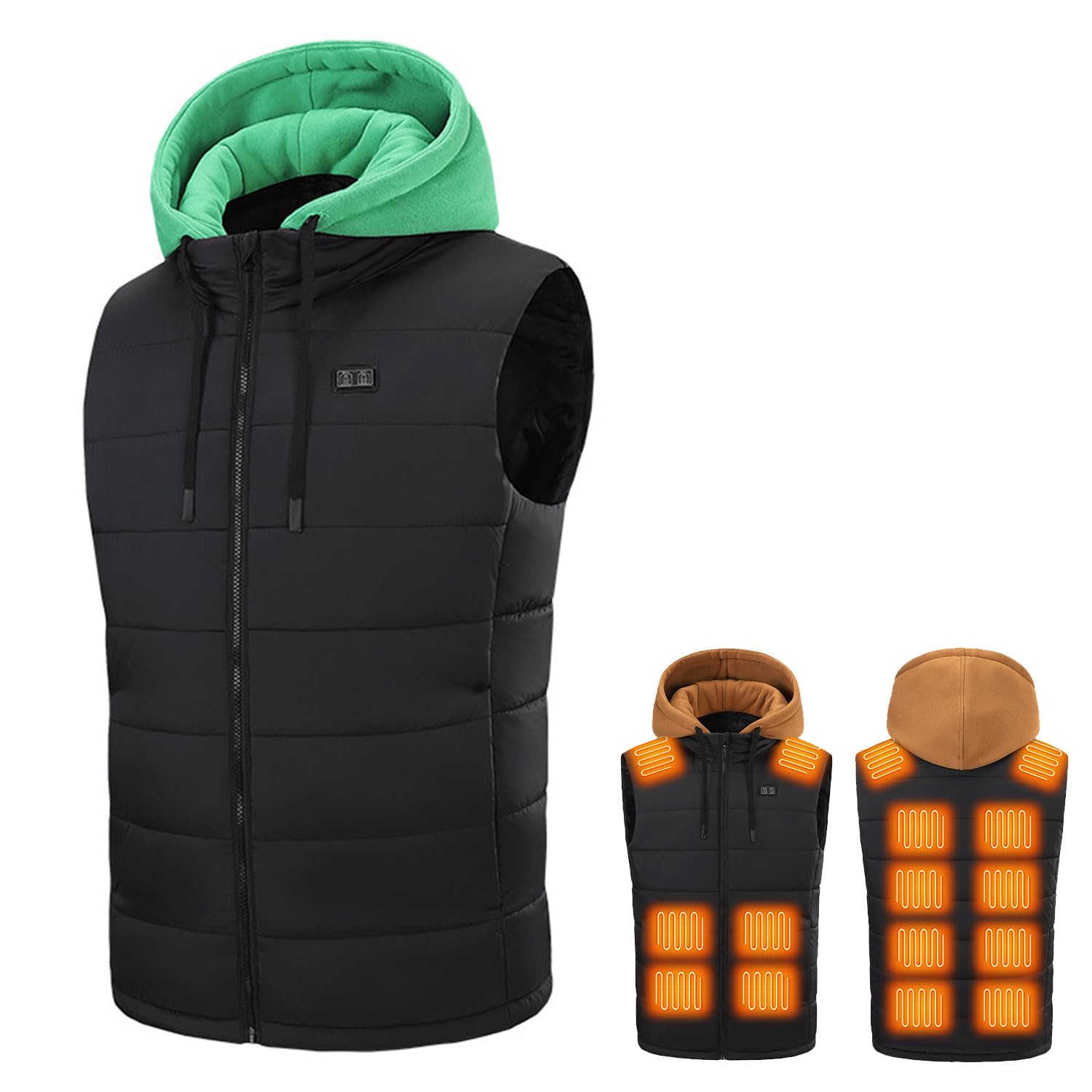 Atwnjkp Heated Vest for Men and Women,Hood Heated Gilet with 15 Heating ...