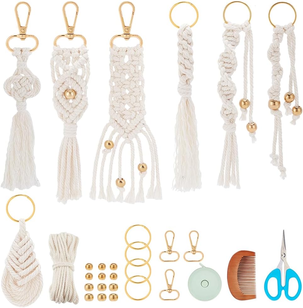 Amazon.com: INFUNLY 7 Sets DIY Macrame Keychain Kits for Adult ...