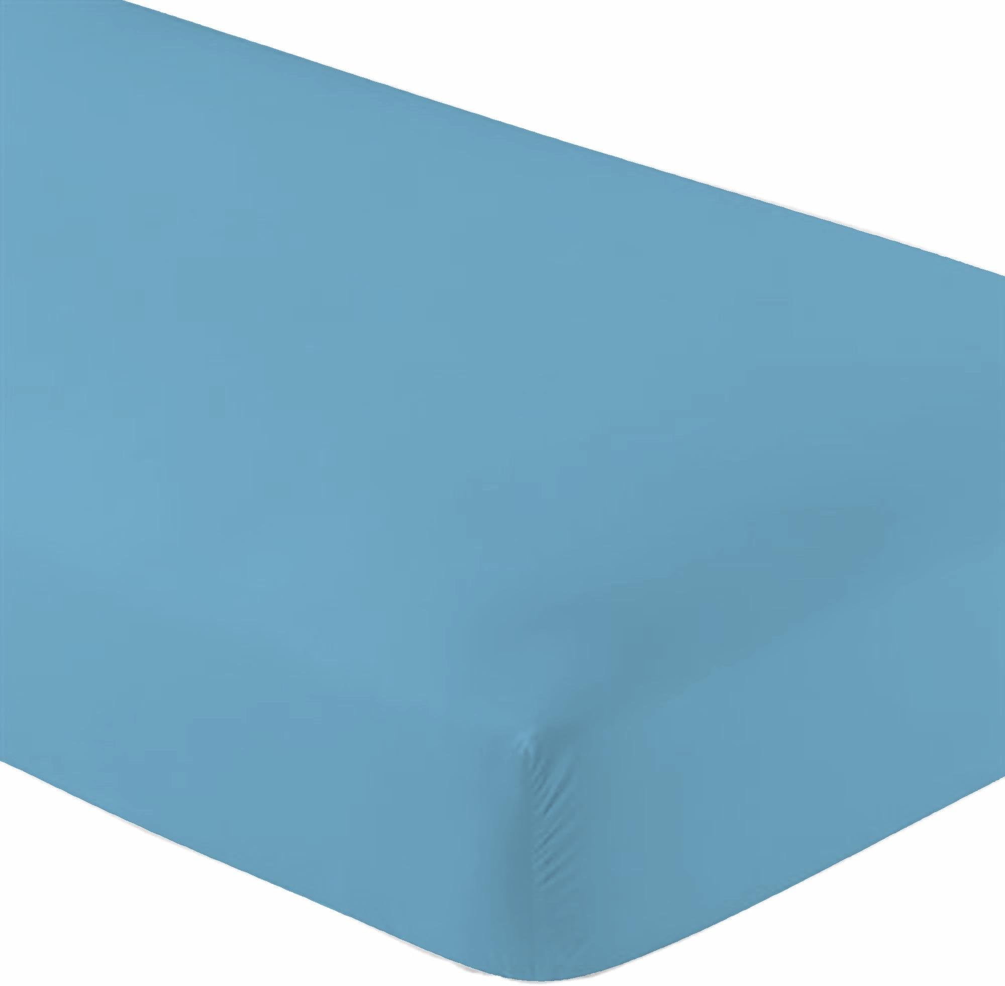 Amazon.com: Crescent Bedding Twin Extra Long Light Blue Fitted Sheet ...