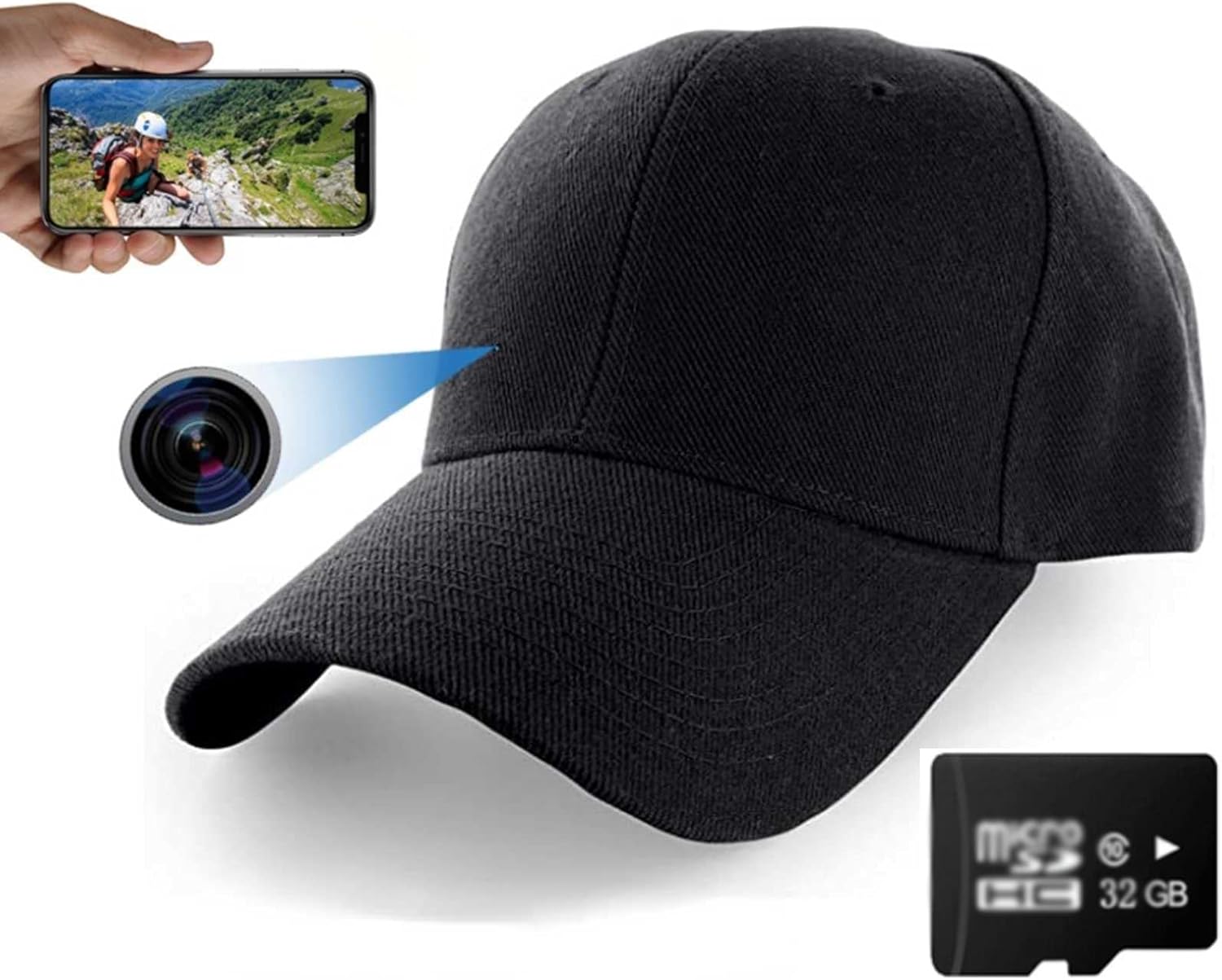 Fakavear Mini Camera, 1080P HD Hat Camera WiFi Micro Camera Portable ...