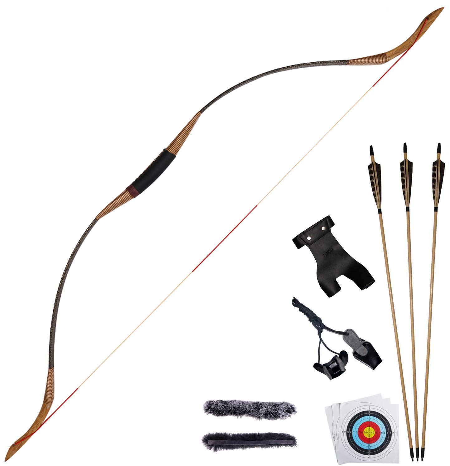 Buy TOPARCHERY Traditional Handmade 53'' Longbow Horsebow Recurve Bow ...