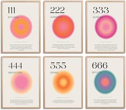 Amazon.com: Aura Angel Numbers Poster Sets of 6 for Room Aesthetic ...
