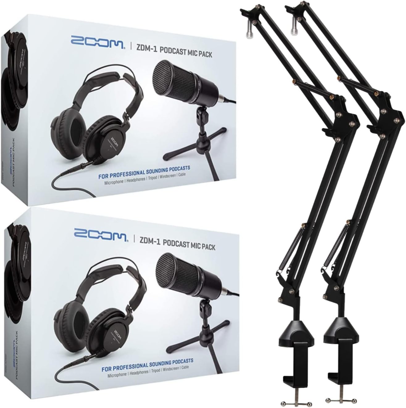 Amazon.com: Zoom ZDM-1 2-Person Podcast Mic Pack Kit with Headphones ...