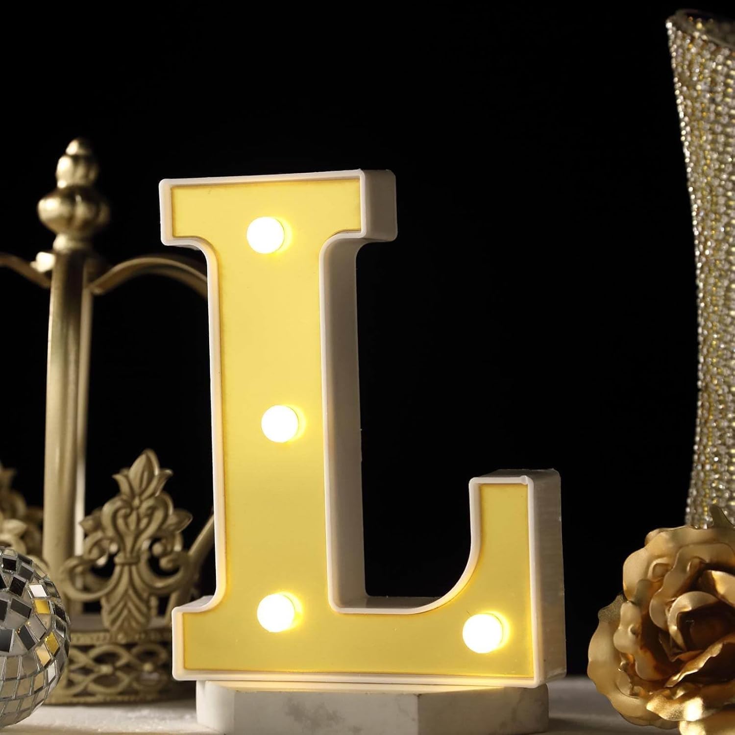 Amazon.com: Efavormart 6" 3D Gold Marquee Letters 5 LED Light Up ...