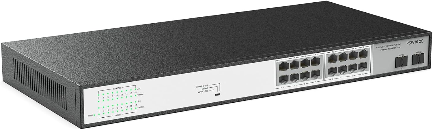 Amazon.com: Real HD 16 Port Full Gigabit PoE Switch with 2 Gigabit ...