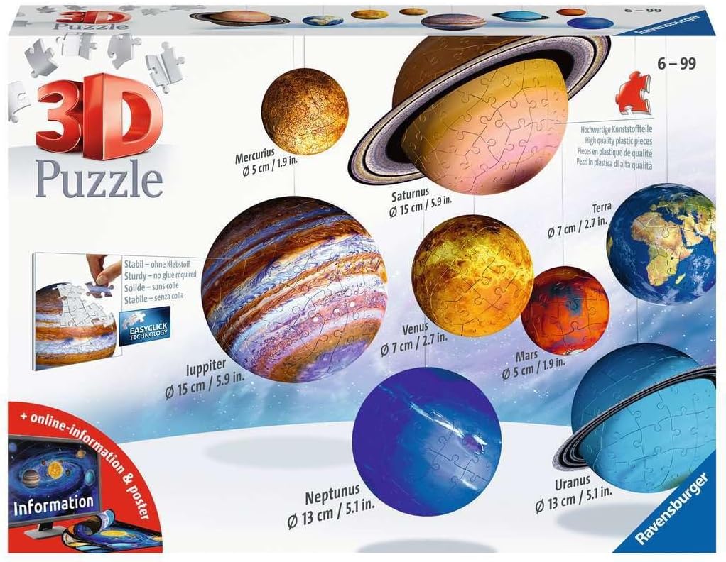 Amazon.com: Ravensburger Solar System 540 Piece - 9 Planet 3D Jigsaw ...