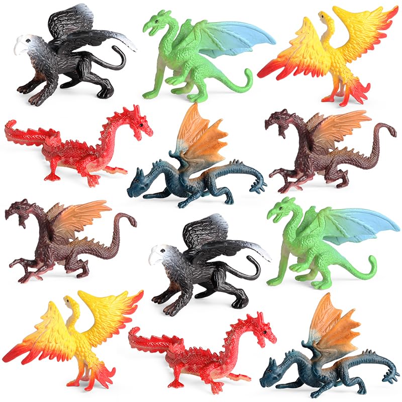Amazon.com: EOIVSH Mini Dragon Toys Figures - 12pcs Ancient Flying ...