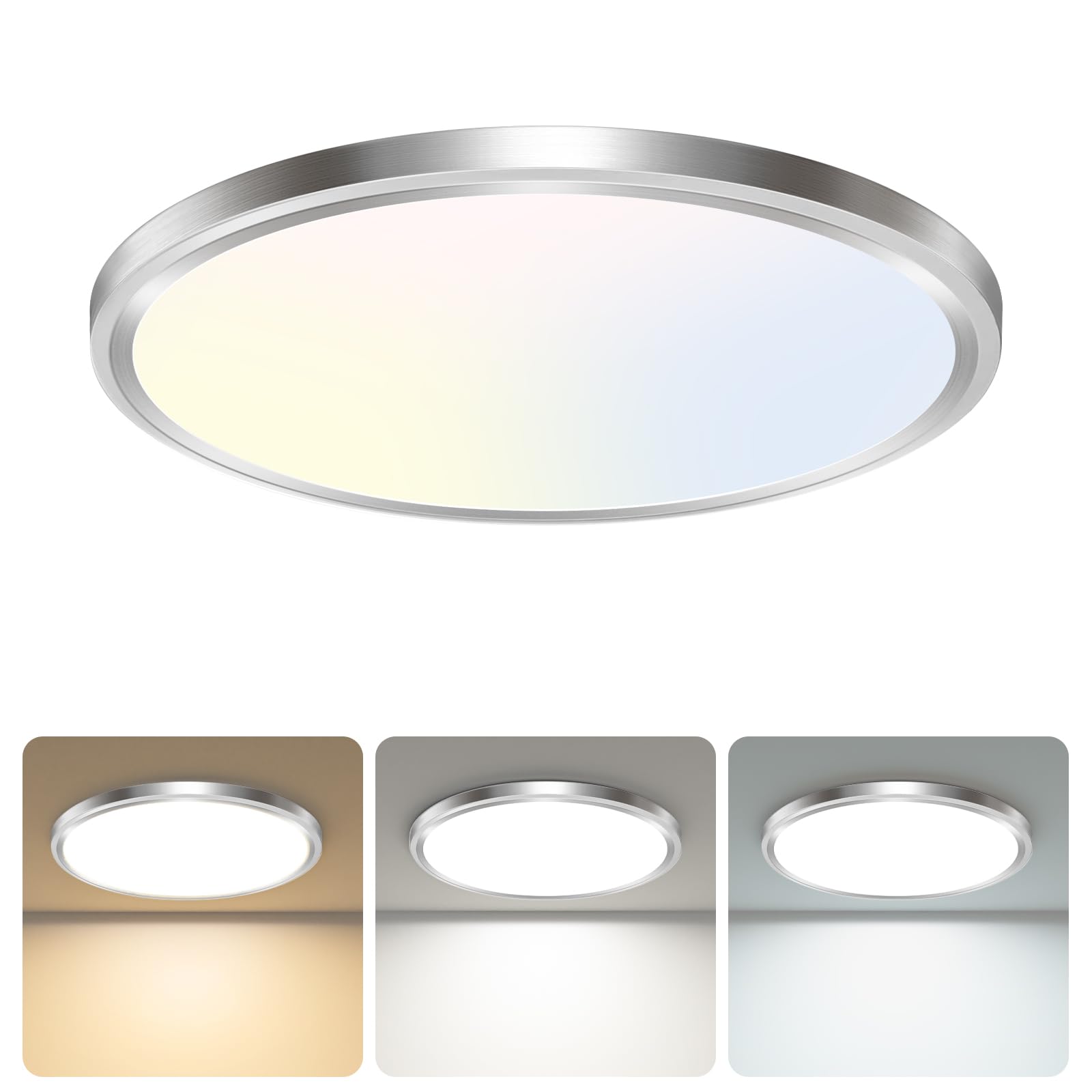libtit 33CM Flush Mount Ceiling Light, 24W 2400Lm Bright Light Fixture ...
