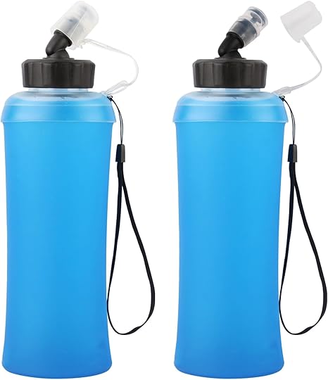 zmybcpack 2 Pack 700ML TPU Soft Flask Running Water Bottle with Cap ...