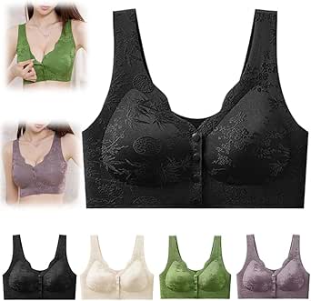 Embossed Jacquard Front-Closure Bra, Front Closure Support Bras Comfort ...