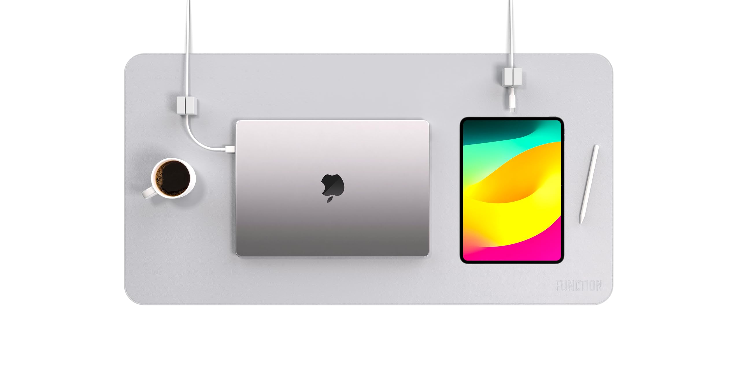 Amazon.co.jp: Function101 DESK MAT PRO+CABLE BLOCK ×2 マグネットでデスクトップ上のケーブルを整理、プレミアムエコレザーデスクパッド+2個の ...