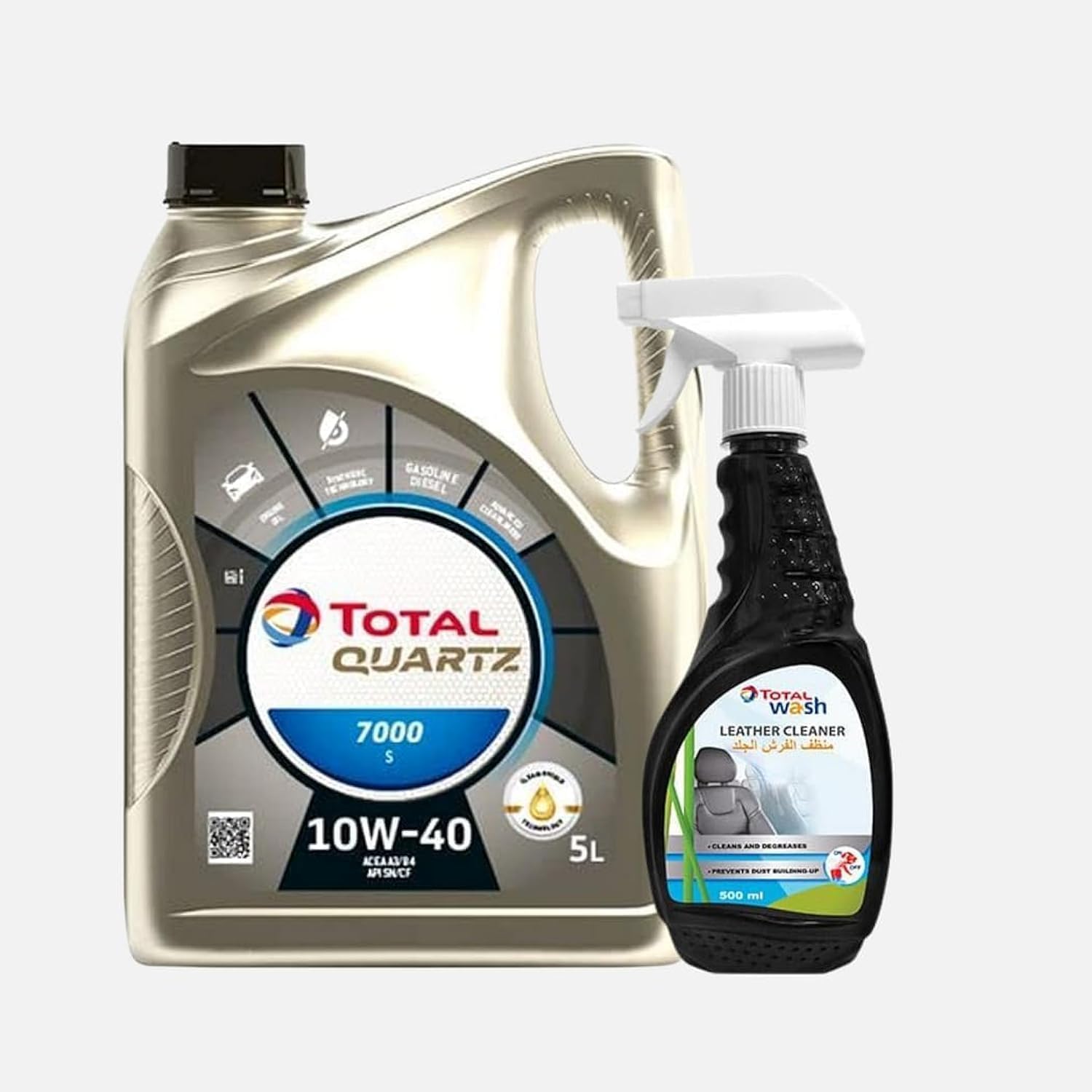 Bundle Quartz 7000 s 10w40-4 liters + 1 liter free synthetic technology engine oil + Leather ...