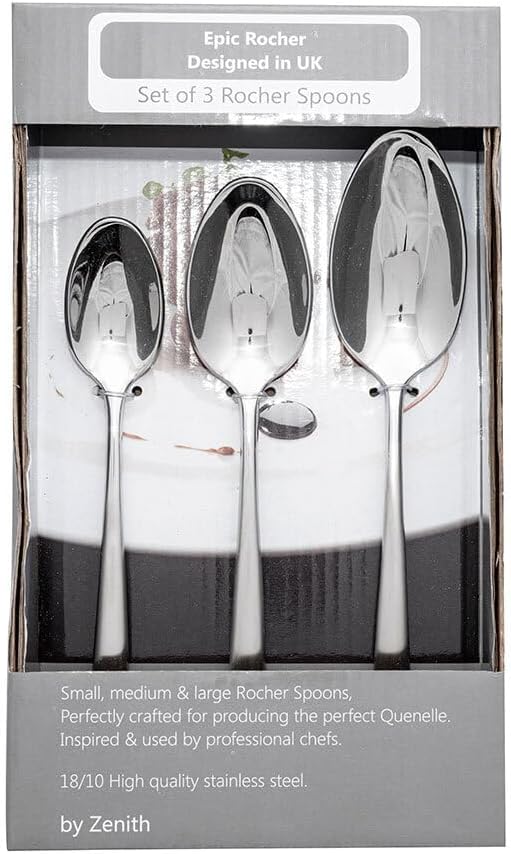 Rocher Chef Professional Catering Spoons Set of 3, Small, Medium and ...