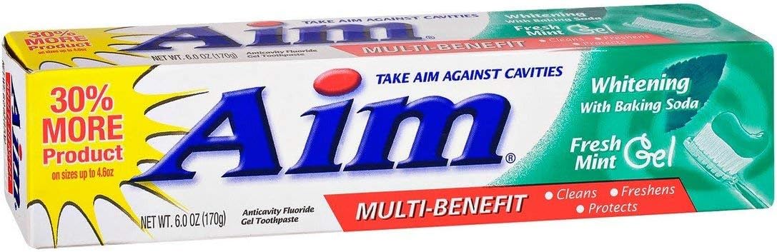 Amazon.com: Aim Toothpaste Gel Whitening Mint 6 oz (Pack of 4) : Health ...