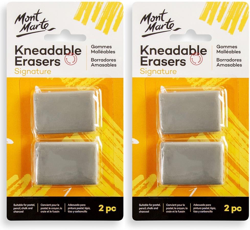 Mont Marte Kneadable Erasers Signature 2pc 2-Pack, Kneaded Erasers for ...