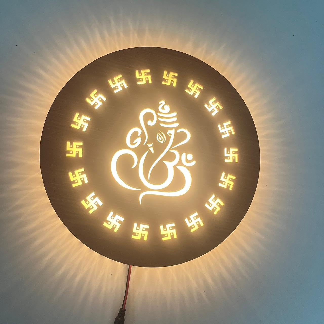 BAPUBEBE OM | Swastik | Ganesh | Ganpati | Khanda | Wall Hanging LED ...