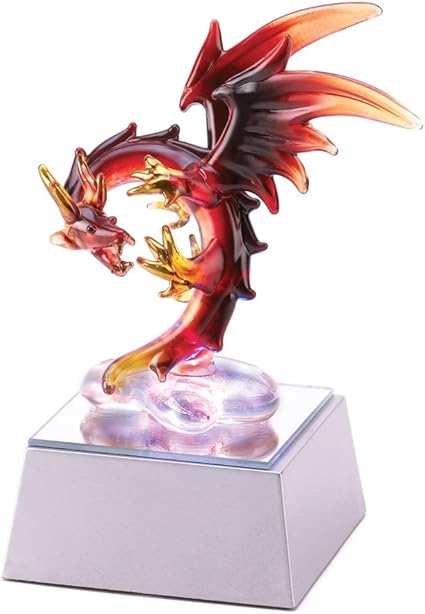 Amazon.com: Gifts & Decor Spun Glass LED Light Up Mythic Dragon Home ...